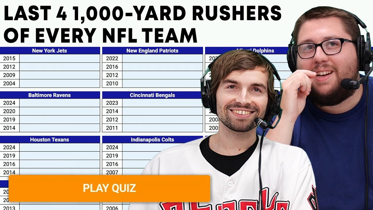 Can we name EVERY NFL teams last 4 1,000-Yard rushers? (NFL Sporcle)