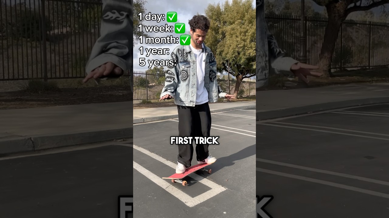 1 day vs 5 years of skateboarding? #skateboarding #skate #sk8 #shorts