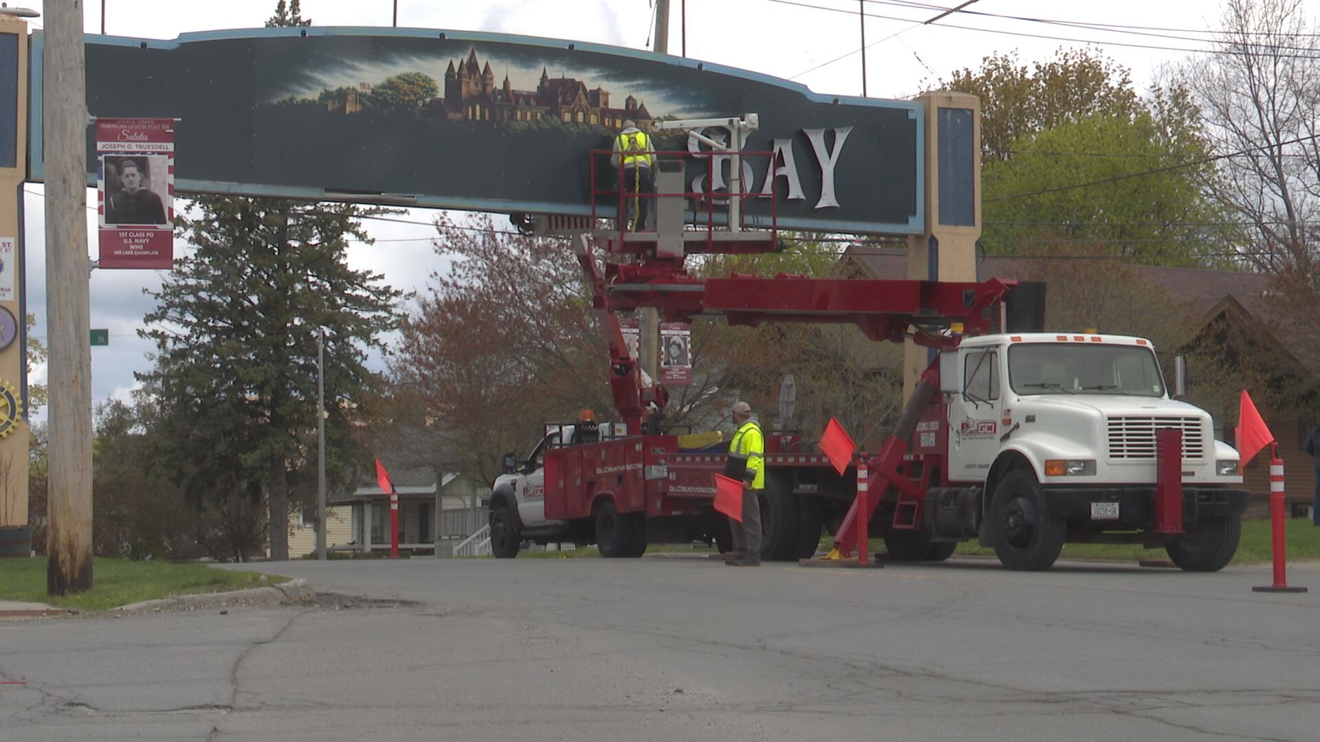 Alexandria Bay welcome sign installation underway