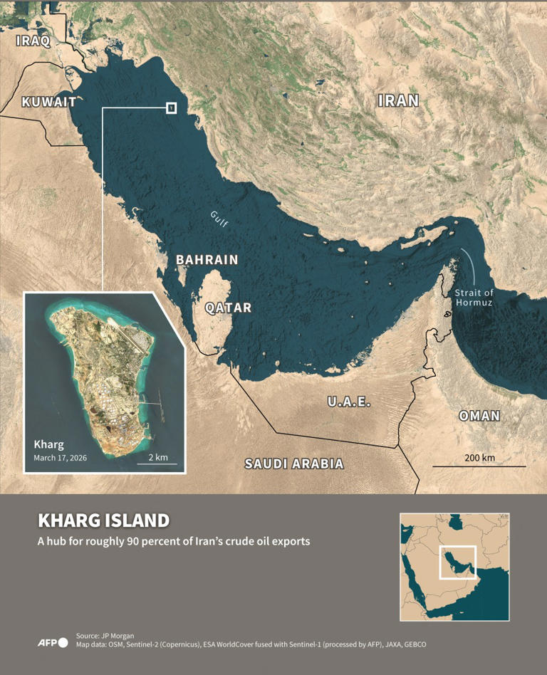 Oil spill uncovered off Iran’s central hub at Kharg Island, satellite ...