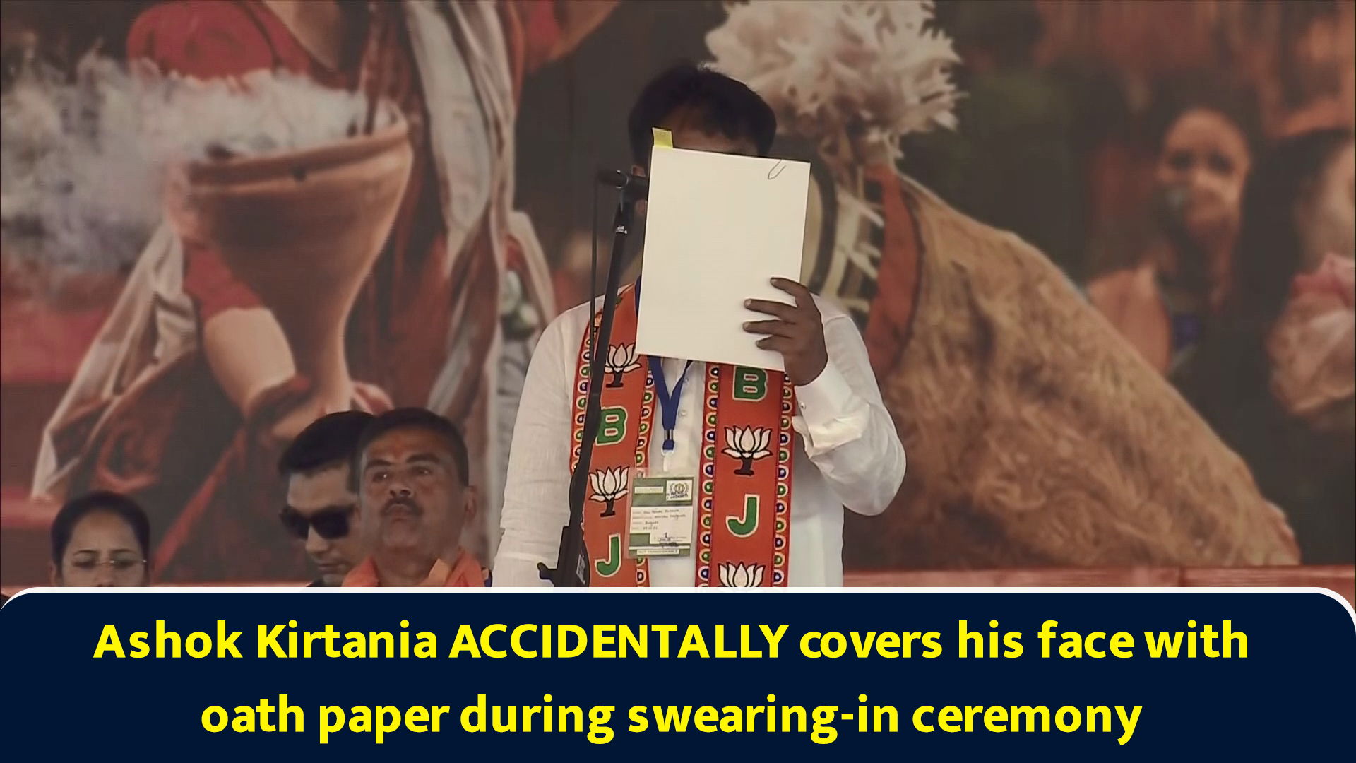 Ashok Kirtania accidentally covers his face with oath paper during ...
