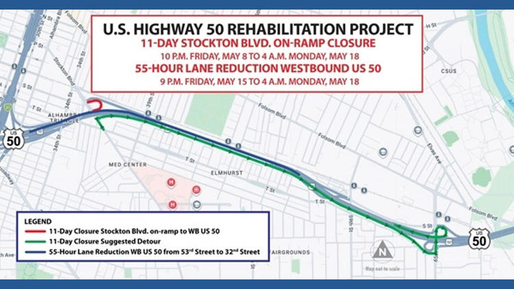 Stockton Boulevard on-ramp to westbound Highway 50 closing for 11 days ...