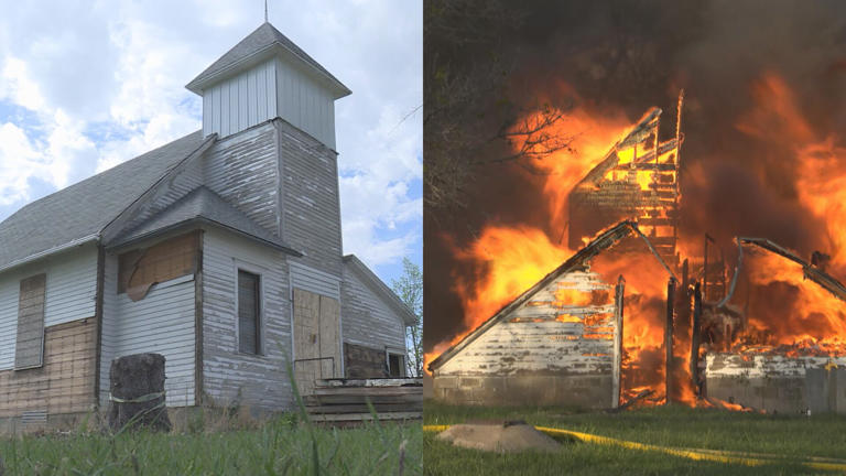 Historic church near Unadilla burned down for firefighter practice