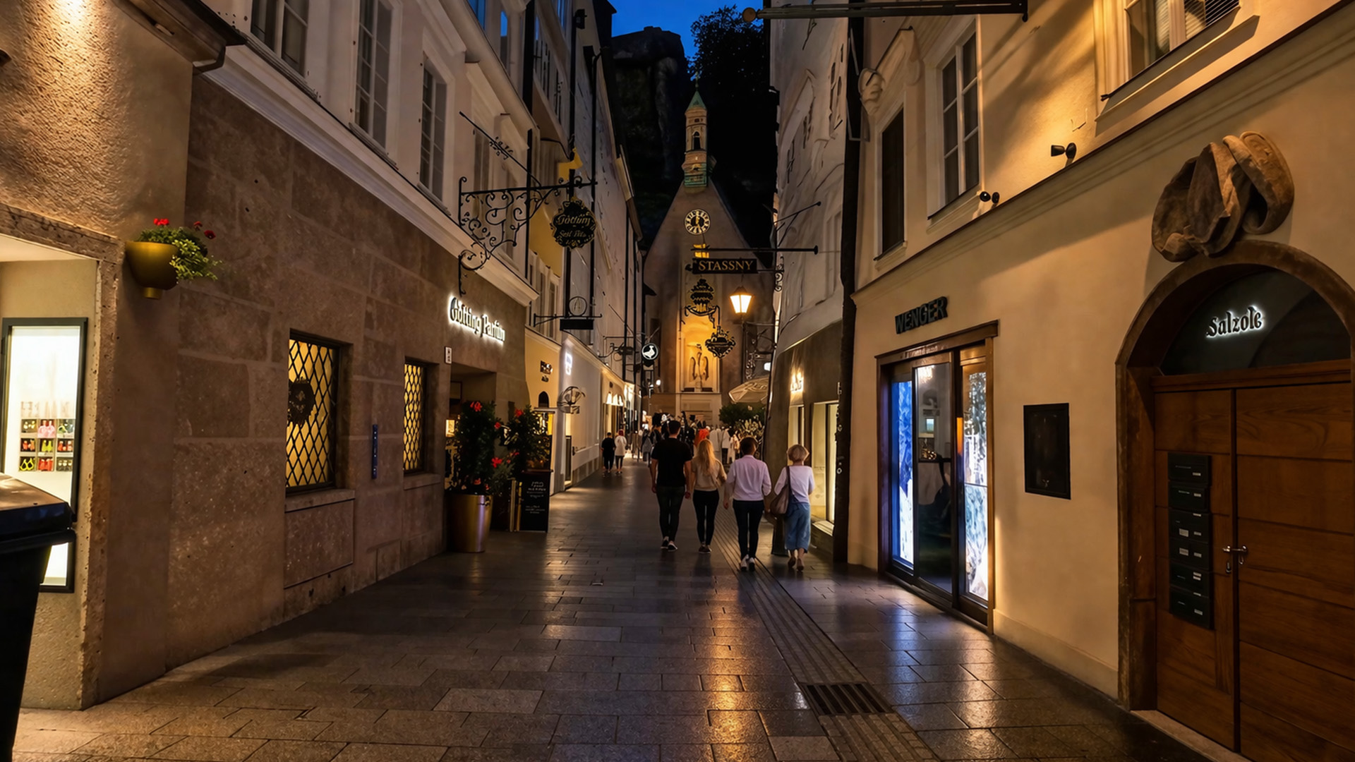 Salzburgo, Austria, muestra su belleza atemporal en un paseo nocturno (4K)