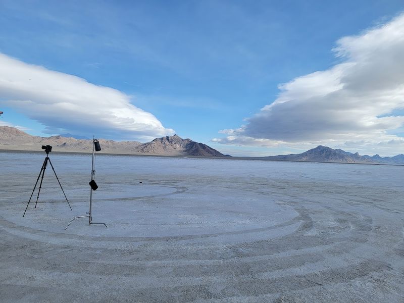The salt flats of Utah are so flat and white you lose all sense of distance
