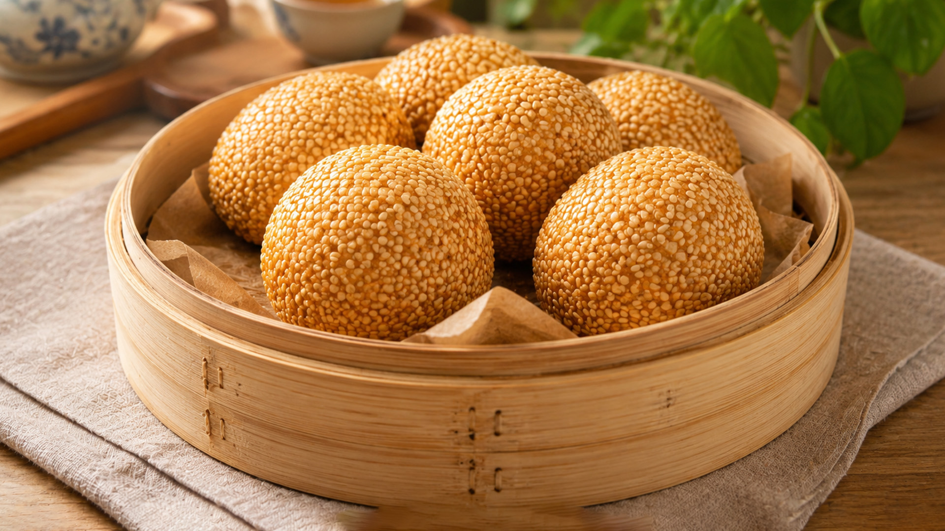 How sesame balls turn crispy outside and soft inside