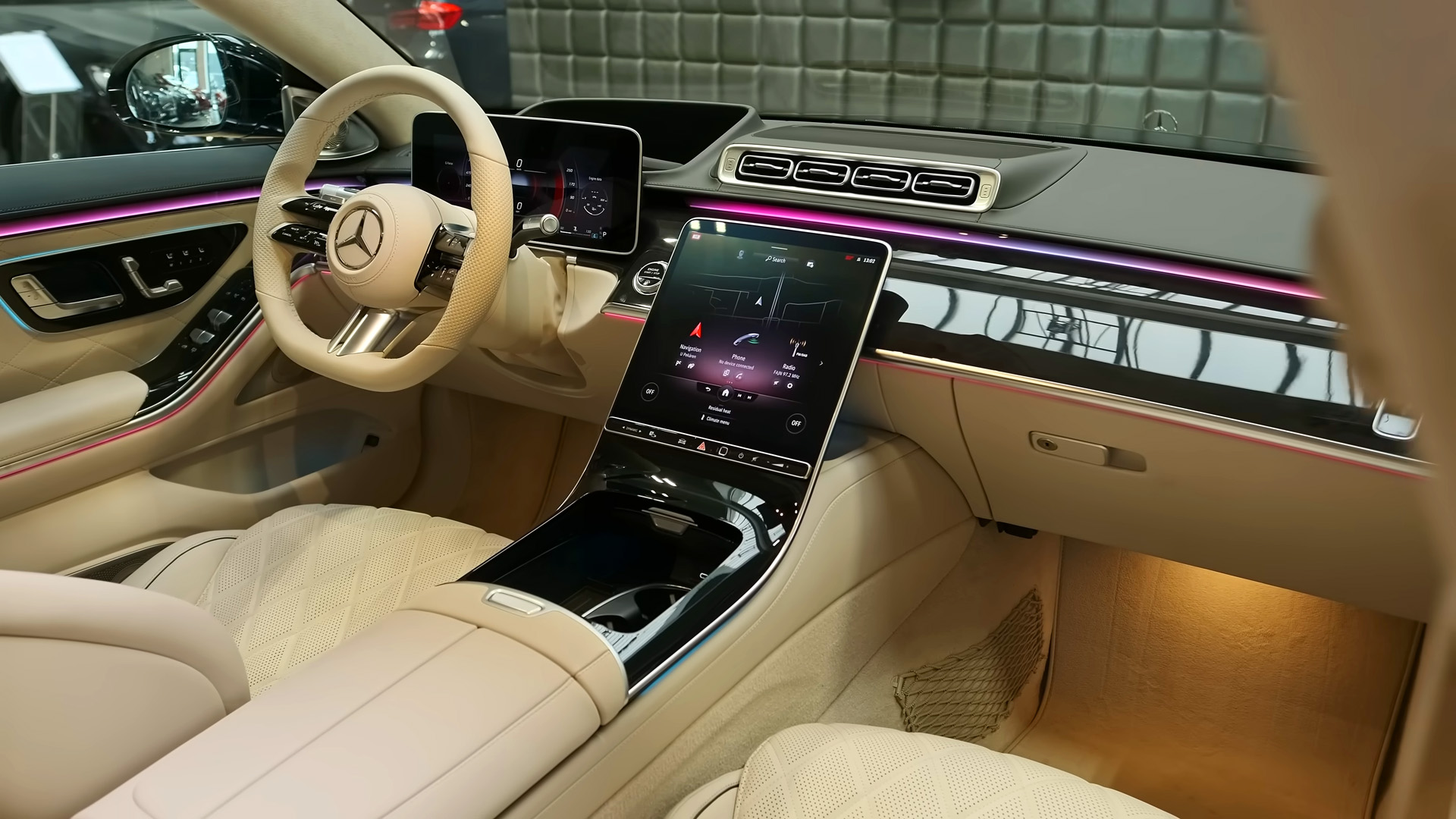 The Mercedes S-Class blends luxury comfort with high tech interior design
