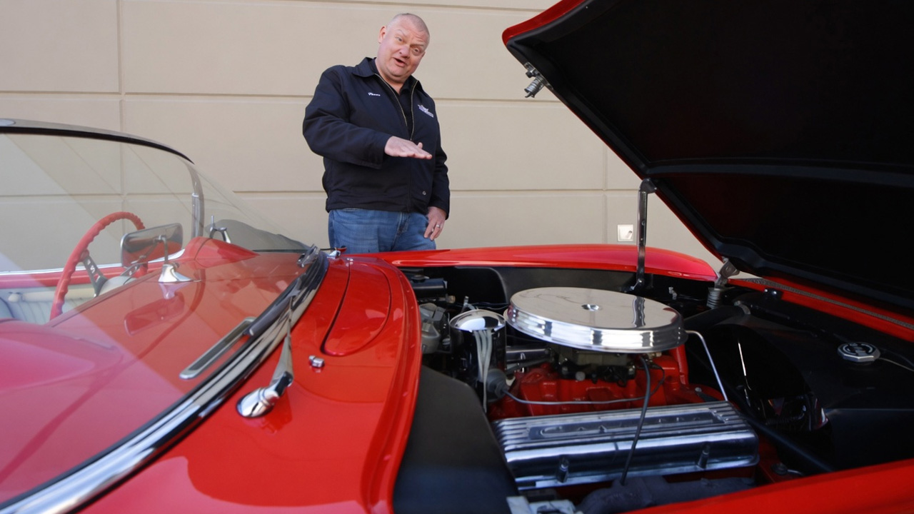 The pristine V8 small block inside this iconic Chevrolet Corvette