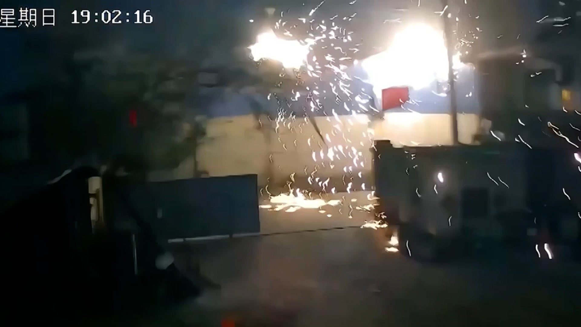 Sparks fly as wind tears off roofing, snaps power lines