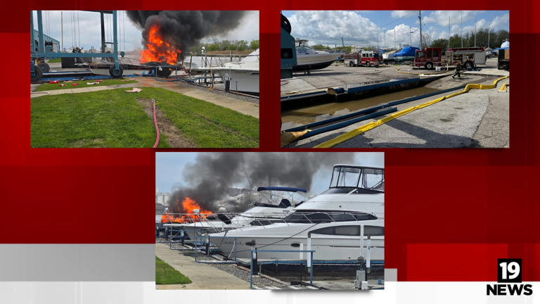 Painesville Township firefighters put out boat fire at marina