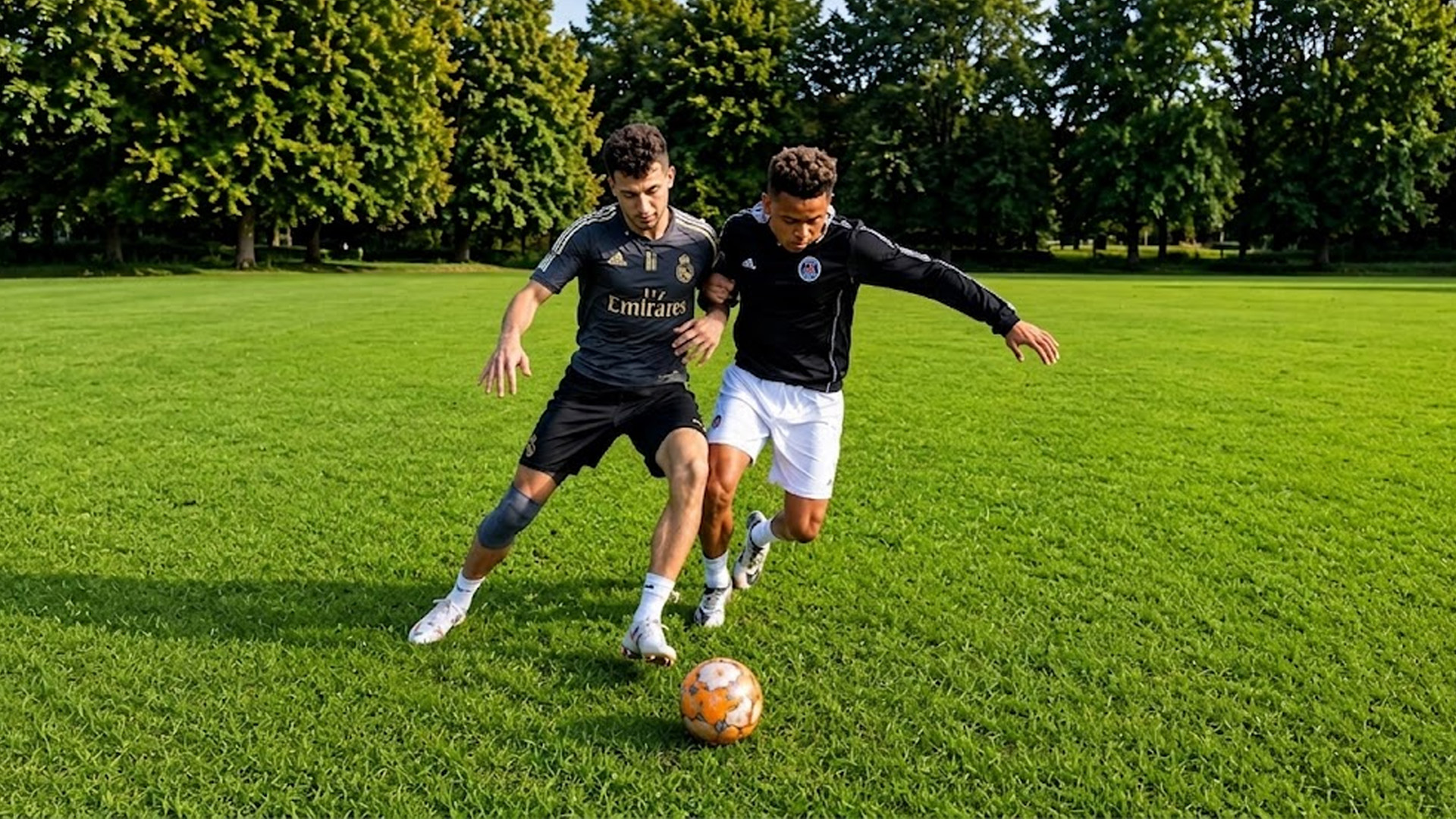 Aggressive football duels like this happen in amateur matches