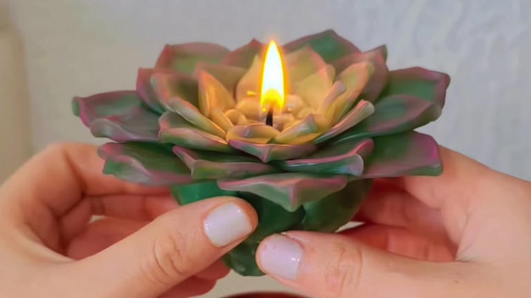 Use melted wax to DIY a succulent candle that looks like the real deal