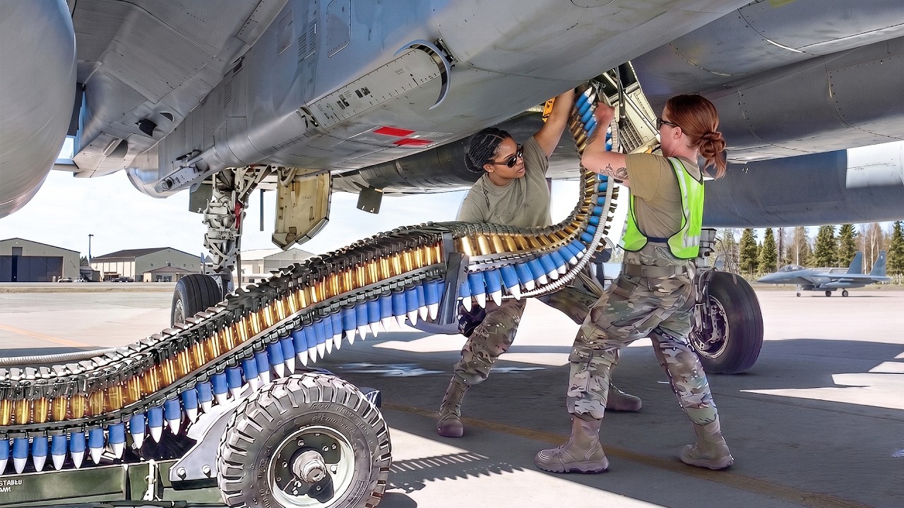 Hypnotic process of loading US F-15 with special ammunition