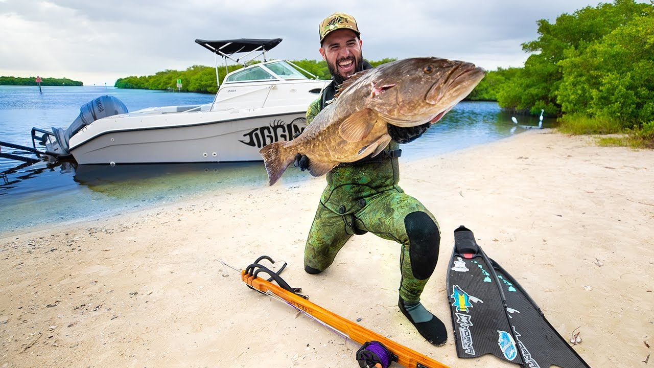 Overnight spearfishing and survival camping challenge