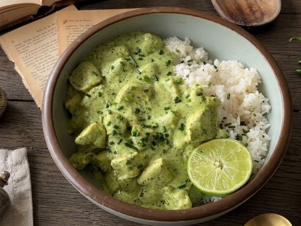 Pollo en salsa de cilantro con arroz blanco: un platillo elegante y ...
