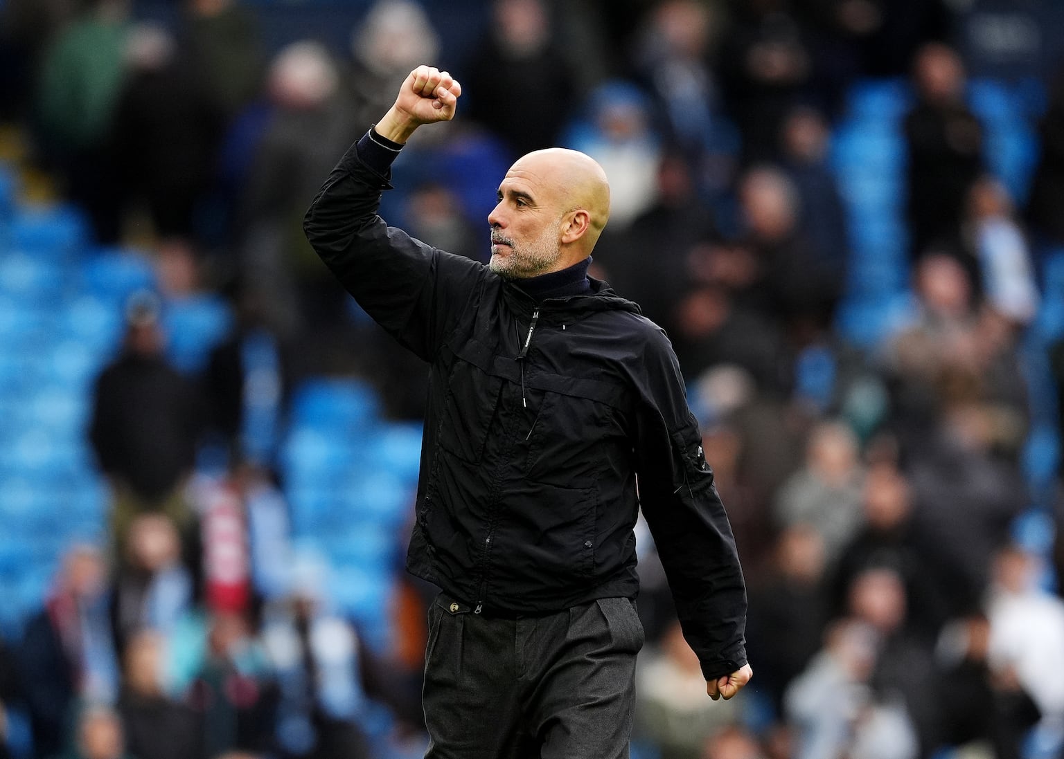 Pep Guardiola is a happy hammer as Manchester City seek title favour