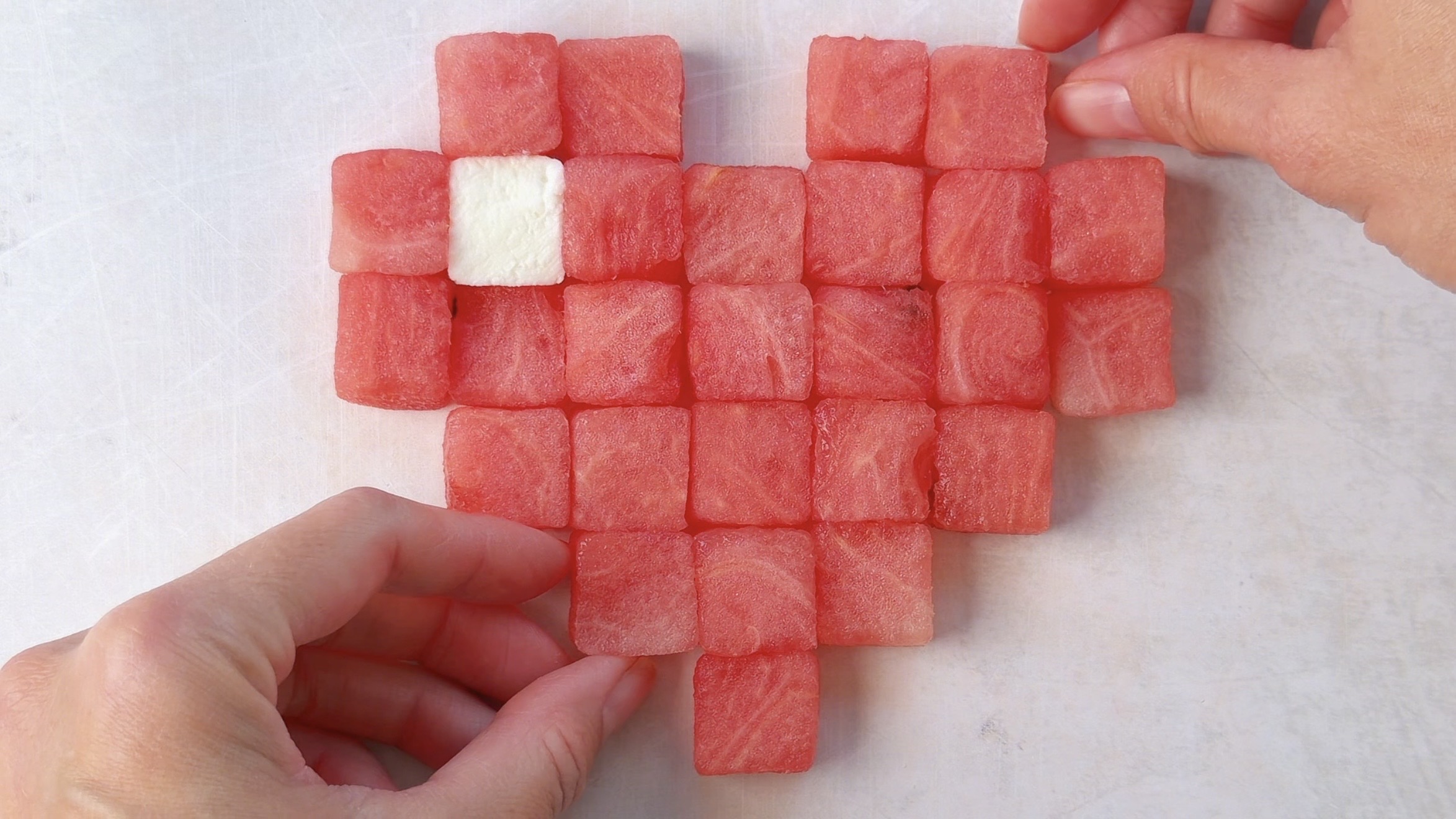 Pixelated Minecraft watermelon heart snack