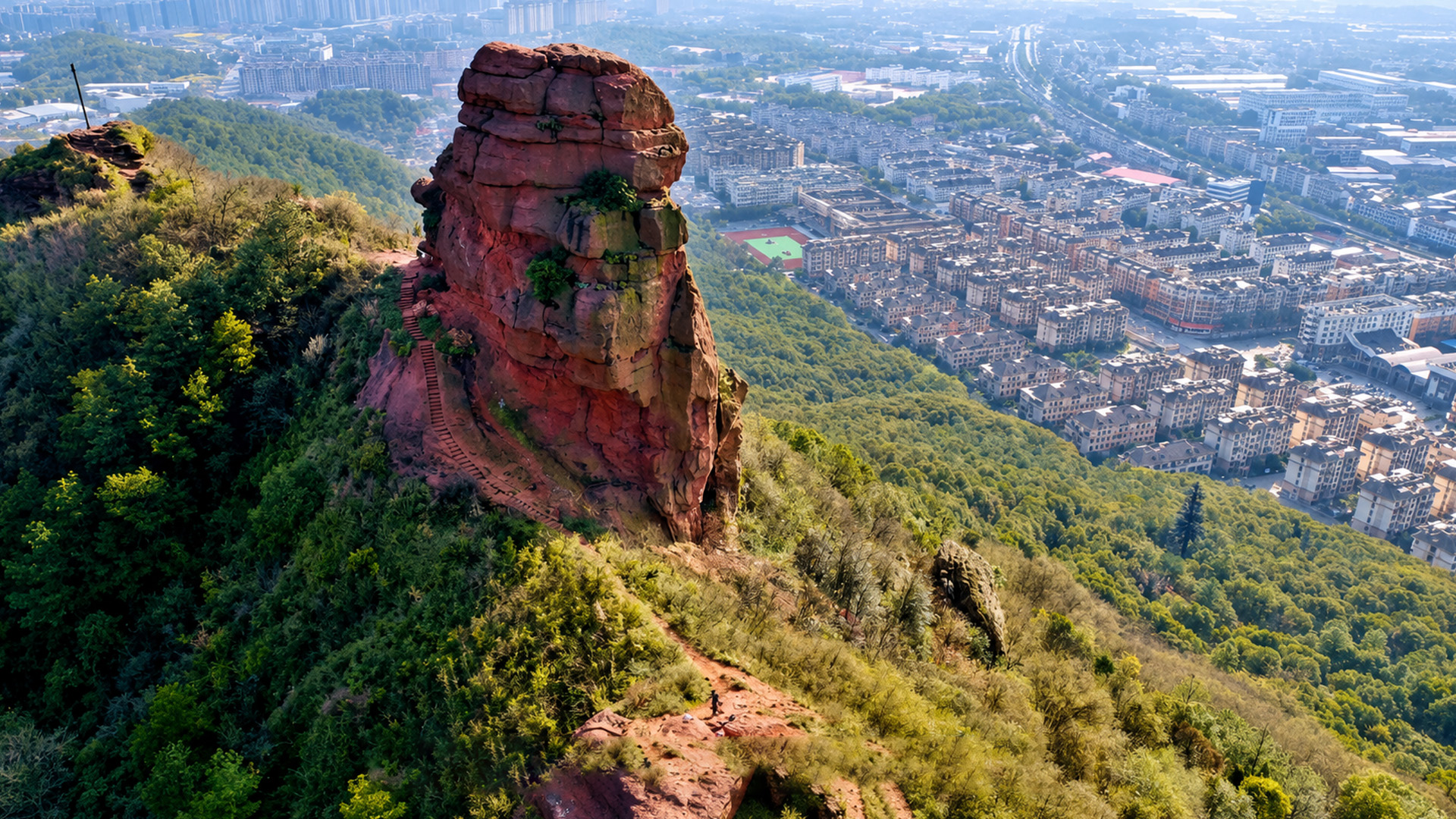 China’s three stone peaks standing above the city
