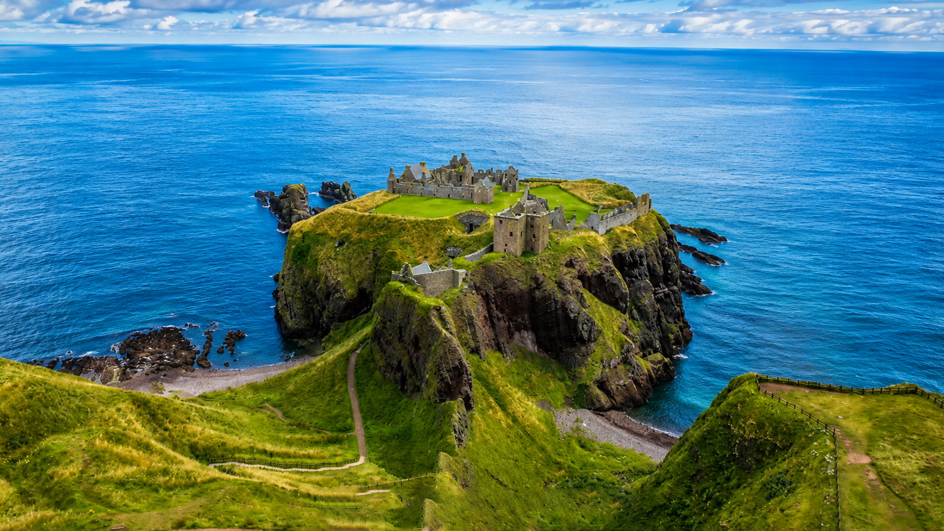 Scotland’s cliffside castle rising above the North Sea