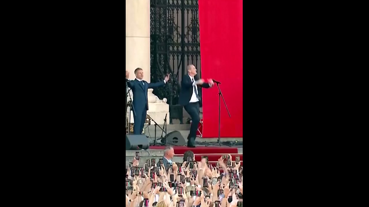 Hungary’s famous dancing politician busts a move in a suit