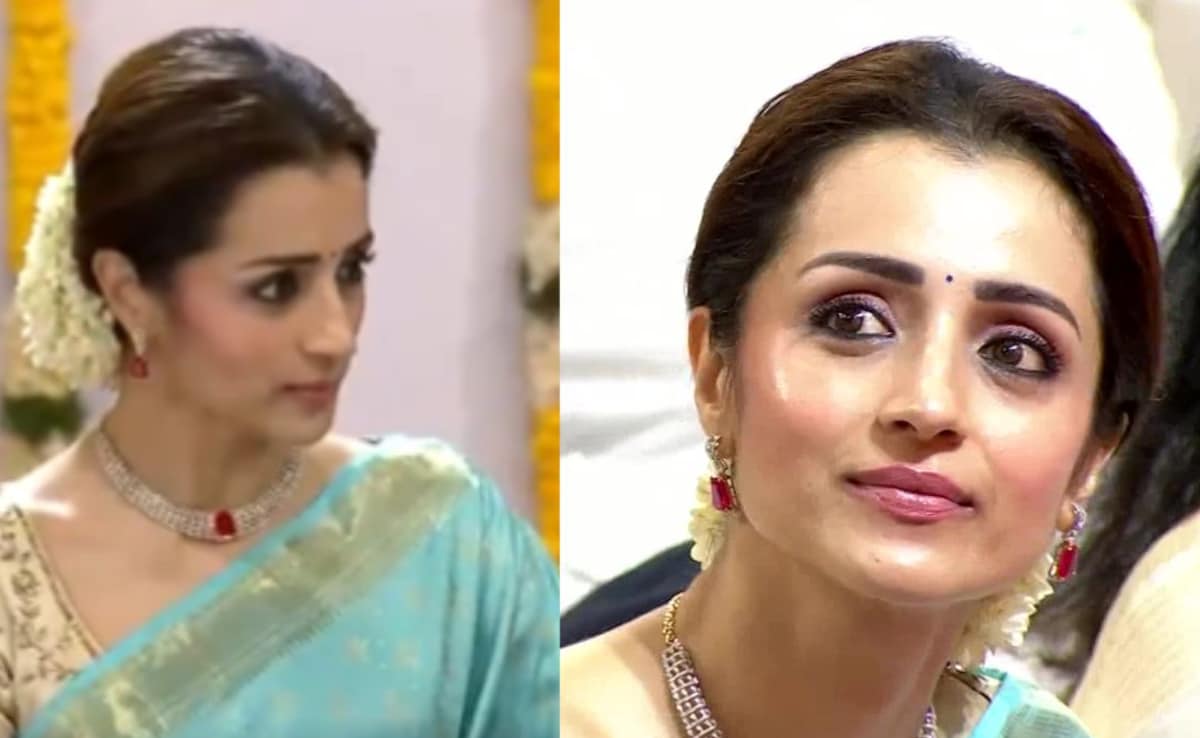 At Vijay's oath ceremony in Tamil Nadu, Trisha Krishnan stuns in a silk ...