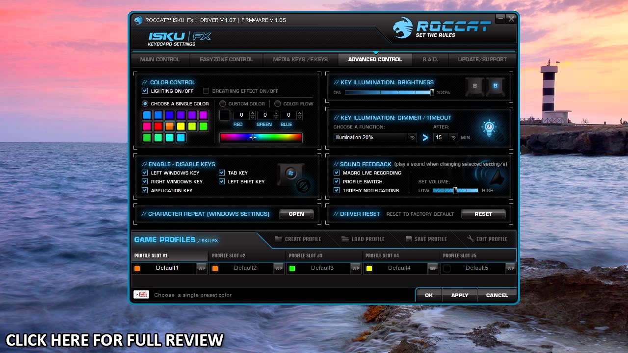 ROCCAT ISKU FX gaming keyboard software overview