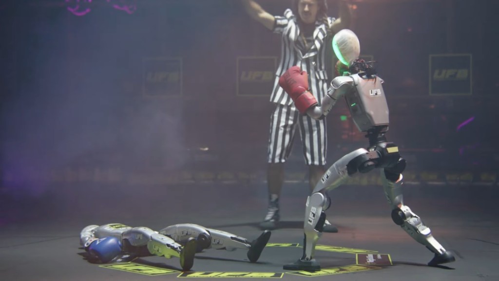 Wild video shows moment humanoid robots go into battle