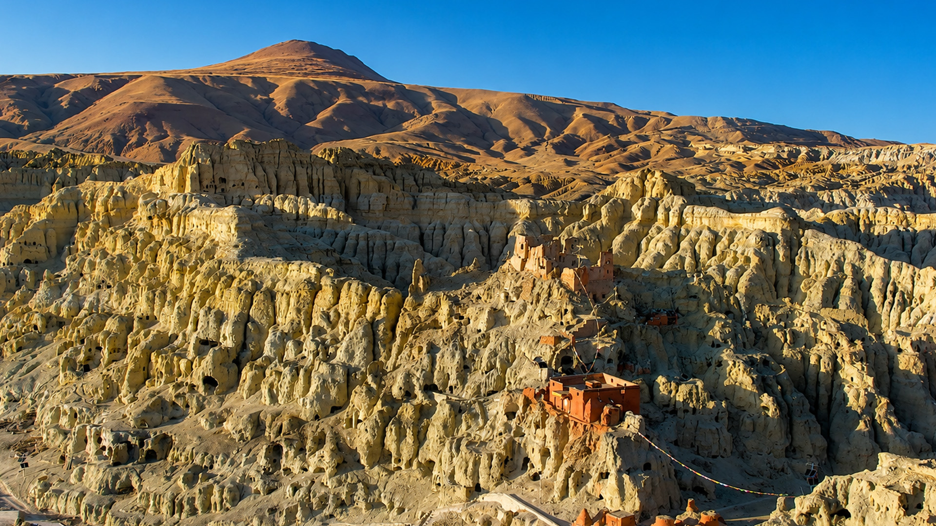 Ancient homes were carved into these cliffs