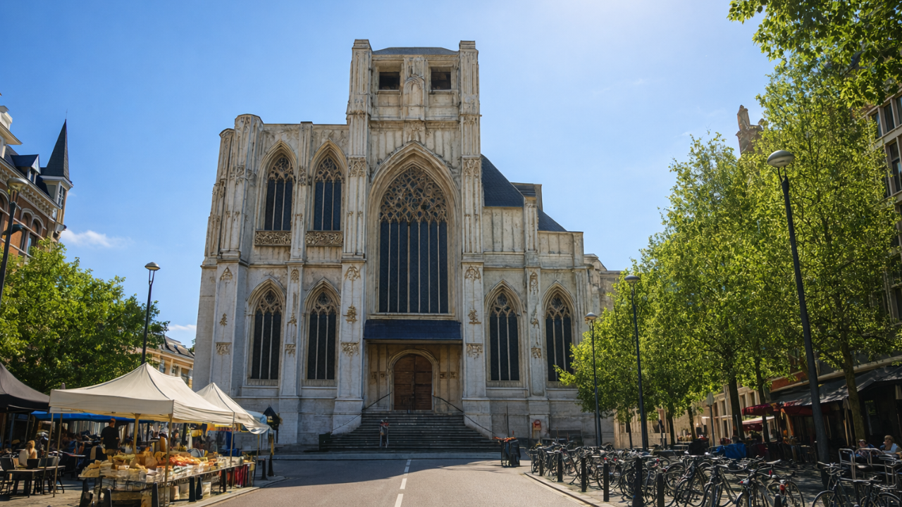 Promenade de jour près de l’église Saint-Pierre à Louvain (4K)