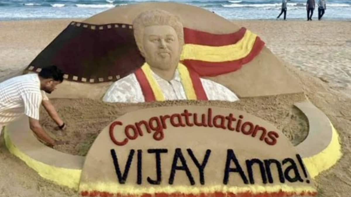 Sand artist Sudarsan Patnaik celebrates TVK Vijay’s win with stunning ...