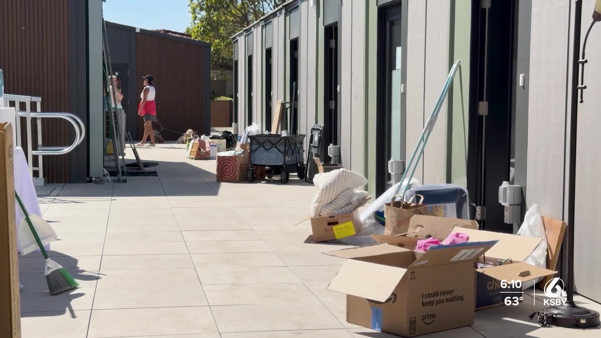 Volunteers decorate Welcome Home Village cabins in San Luis Obispo