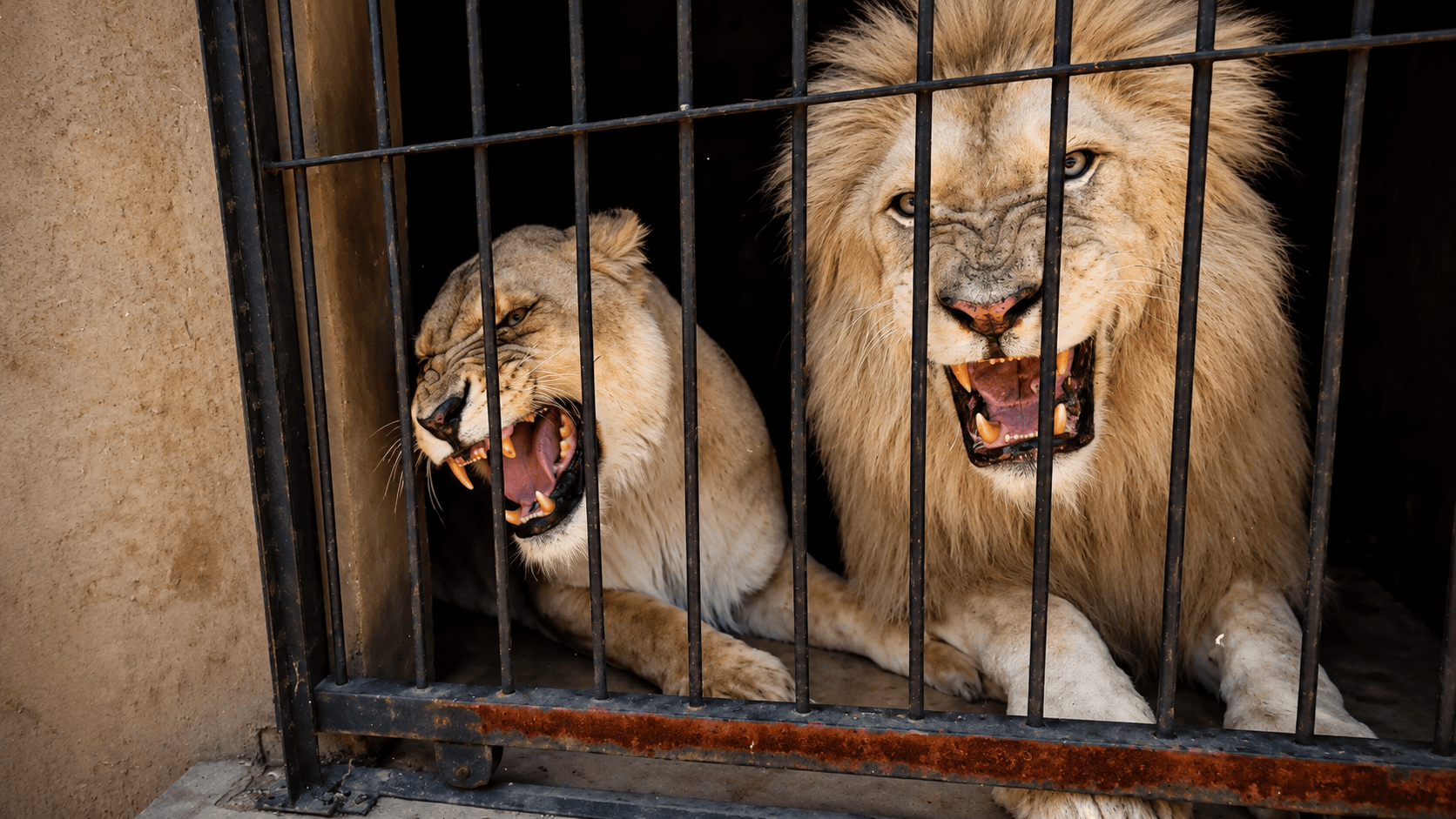 A lion with weak legs surprised this man