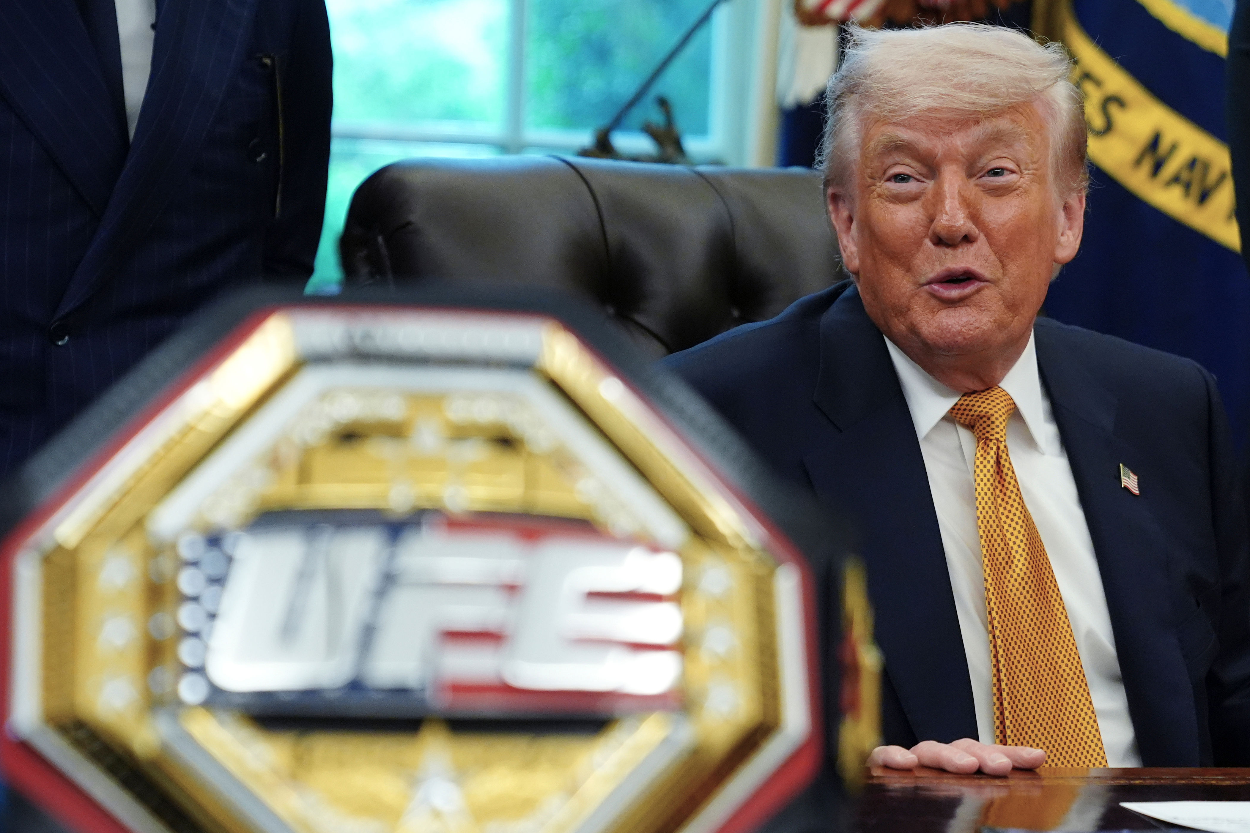 UFC 328 goes on without Trump, Van defends 125-pound crown, Strickland ...