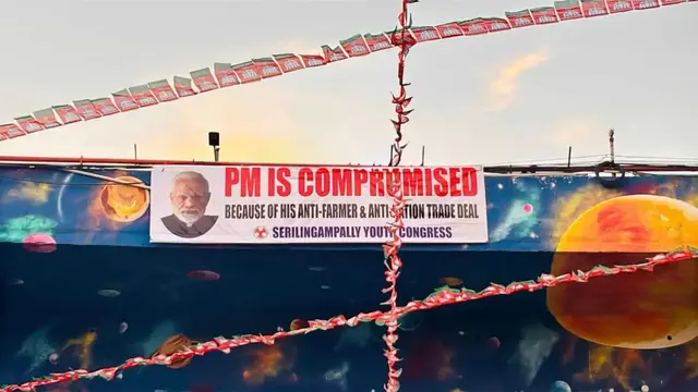 Telangana Youth Congress welcomes Modi with 'PM is compromised' poster