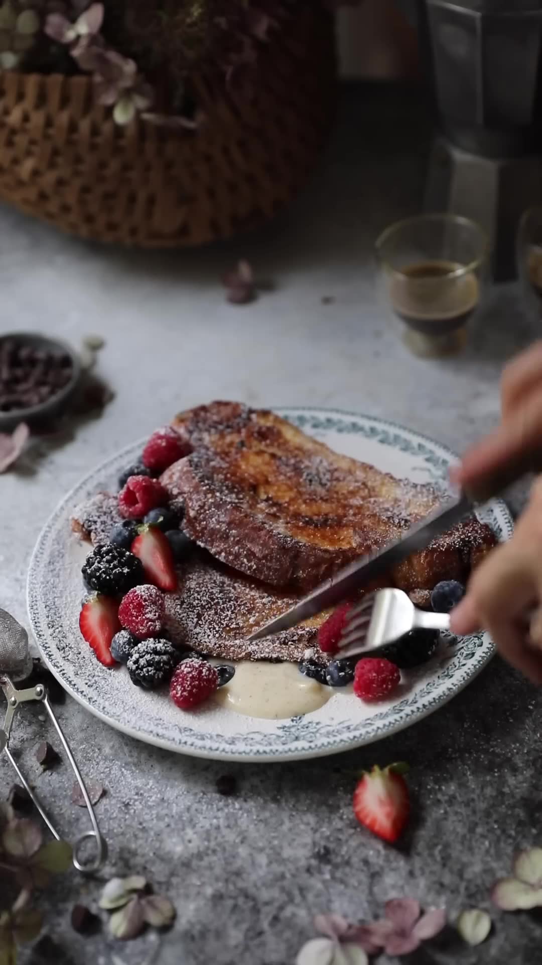 Special occasion baking with raspberry pastry and custard toast