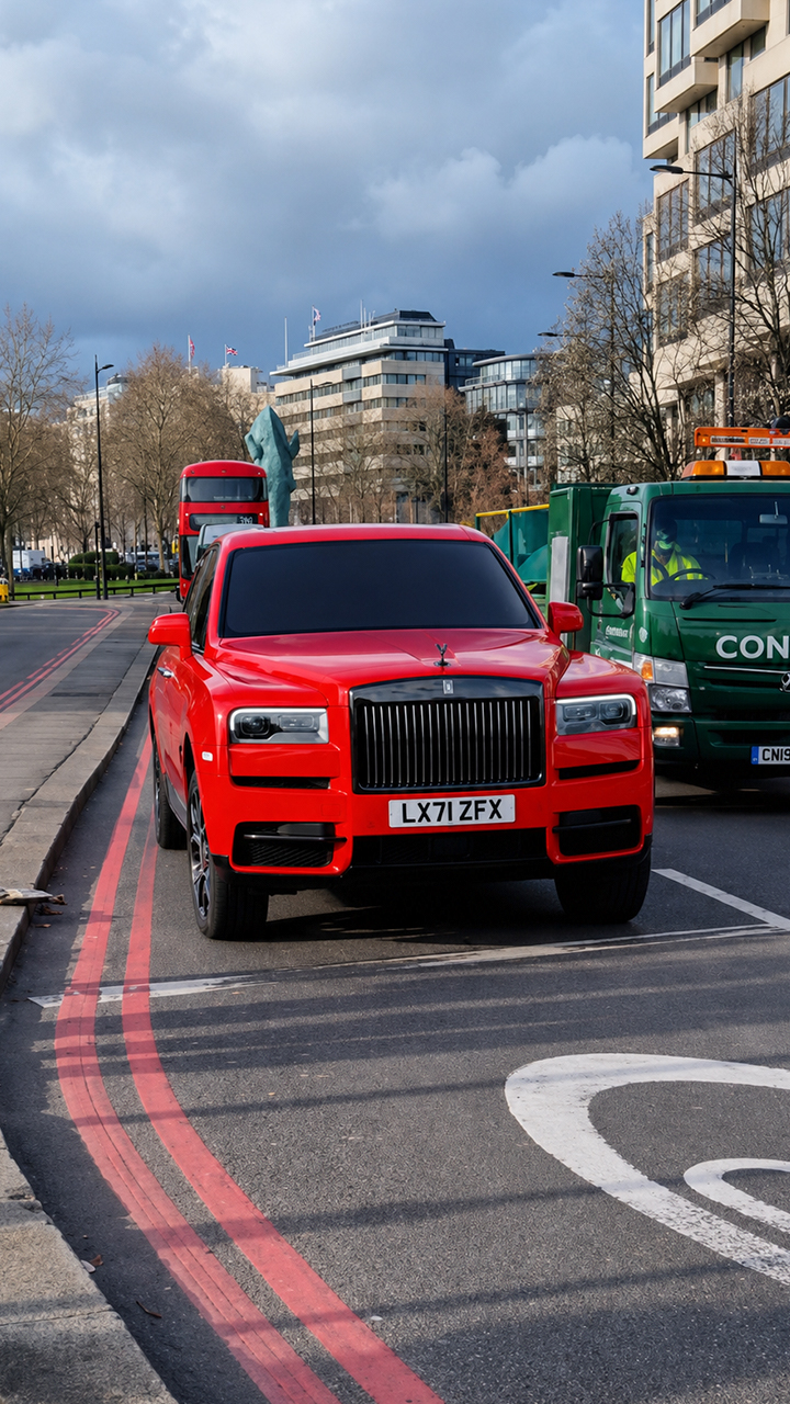 Red Rolls-Royce Cullinan adding color to the London streets