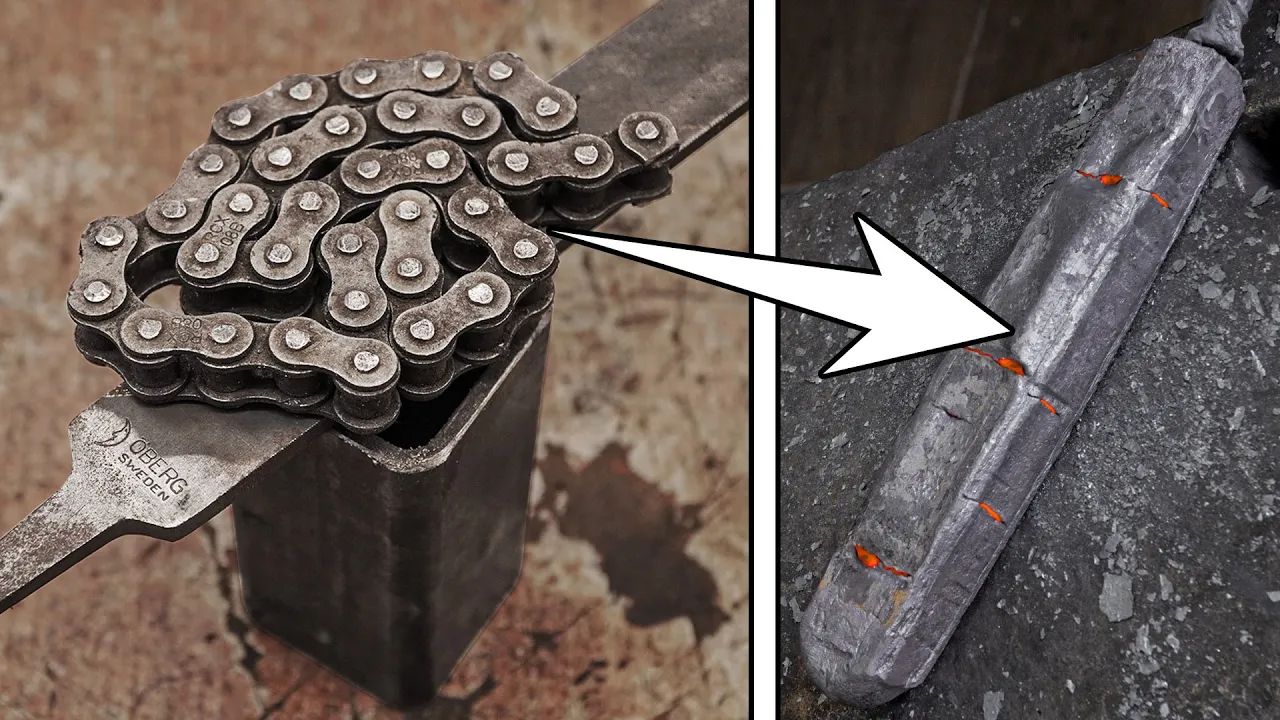 Damascus steel from chains and file