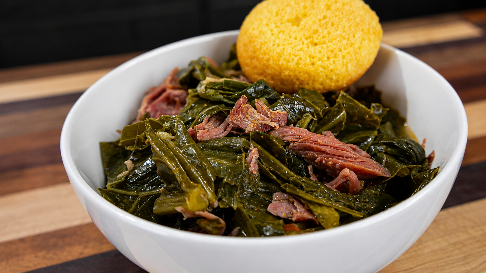 Collard greens with smoked turkey look like pure comfort
