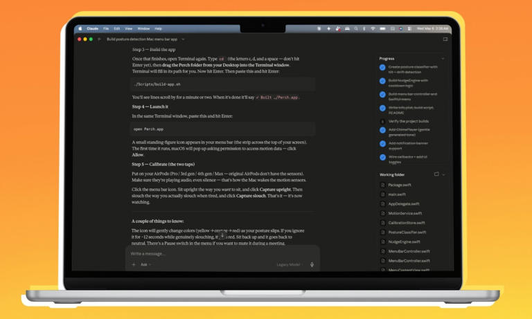I built a Mac app to track my bad posture with AirPods. I didn’t write ...