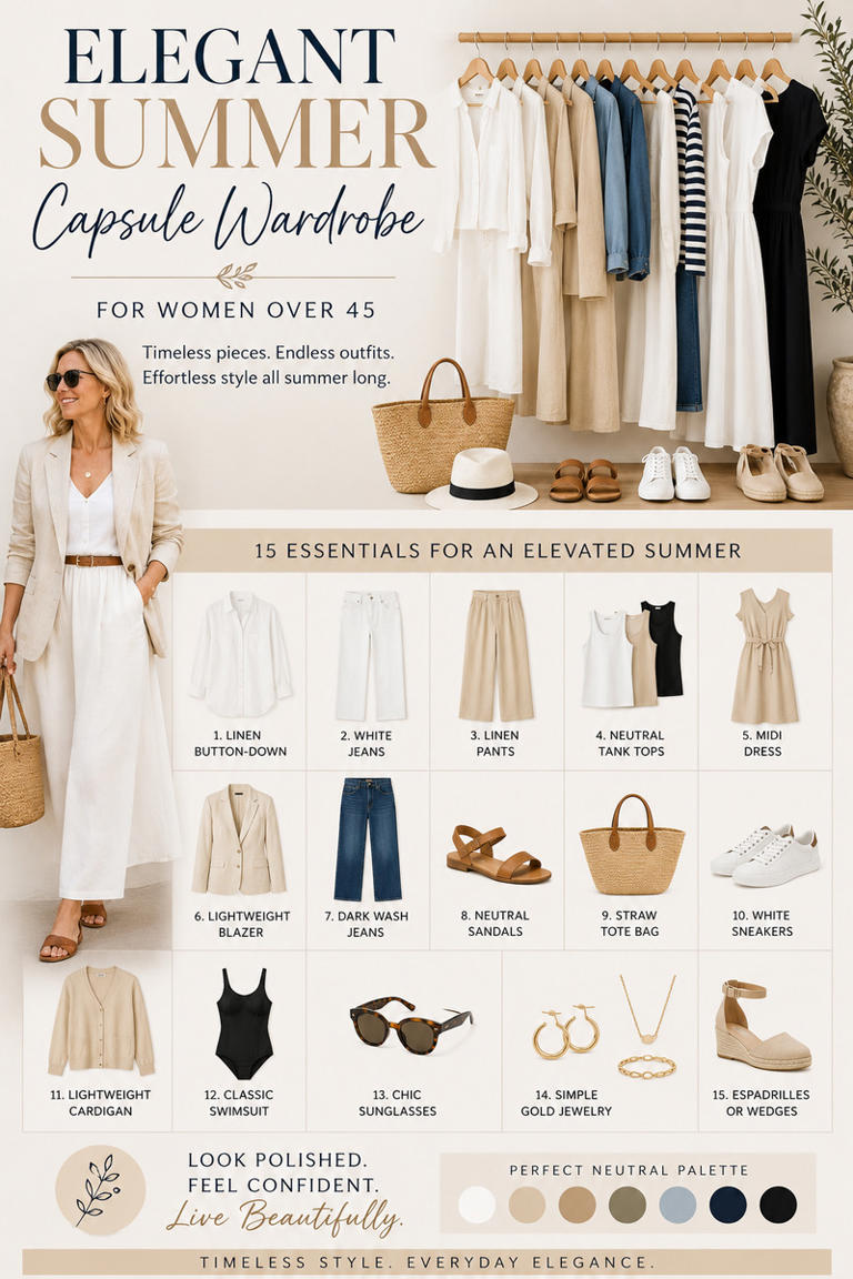 Elegant summer capsule wardrobe for women over 45