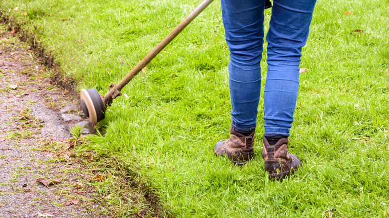 The weedeating tip that makes driveway and lawn edges look sharp