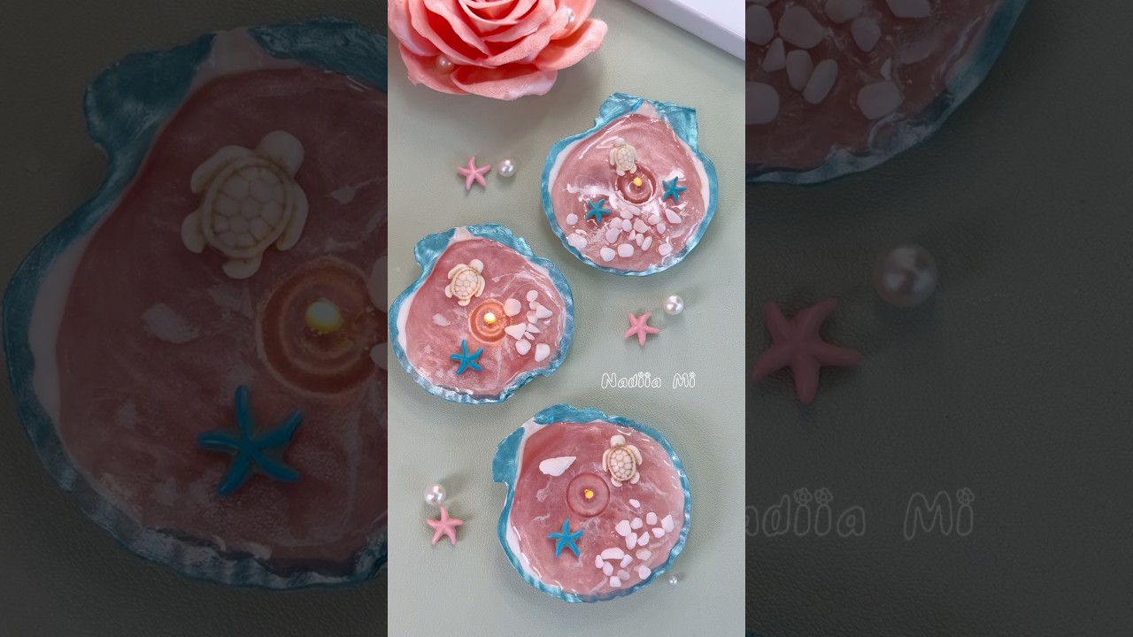 Tiny seashell candles with little turtles 🐢 🌸