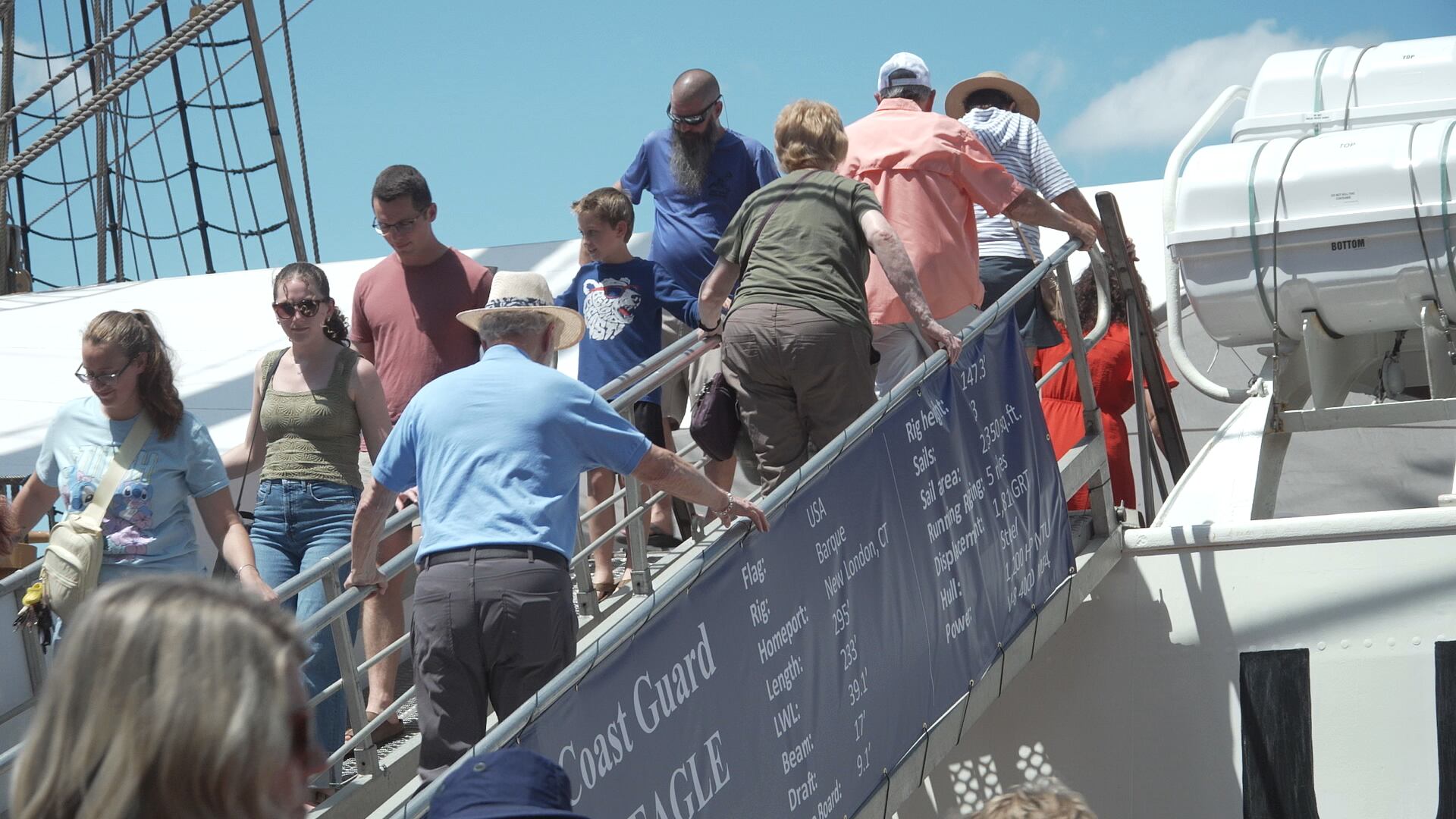 Hundreds line up to tour the US Coast Guard Cutter Eagle