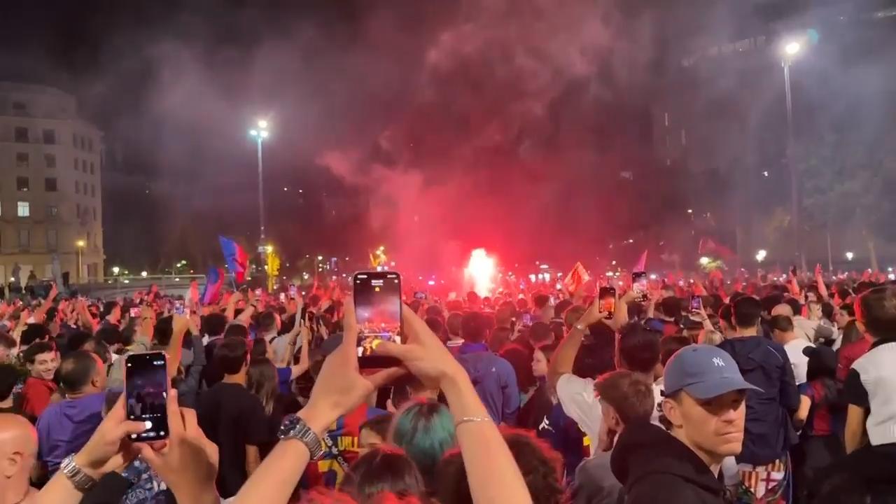 Jubilant Barcelona fans celebrate 29th La Liga title late into the night