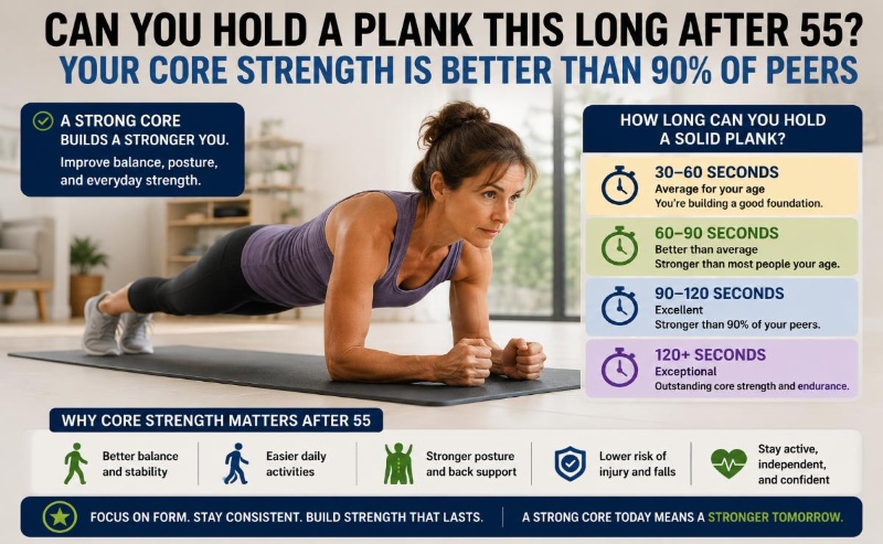Can you hold a plank this long after 55? Your core strength may be ...