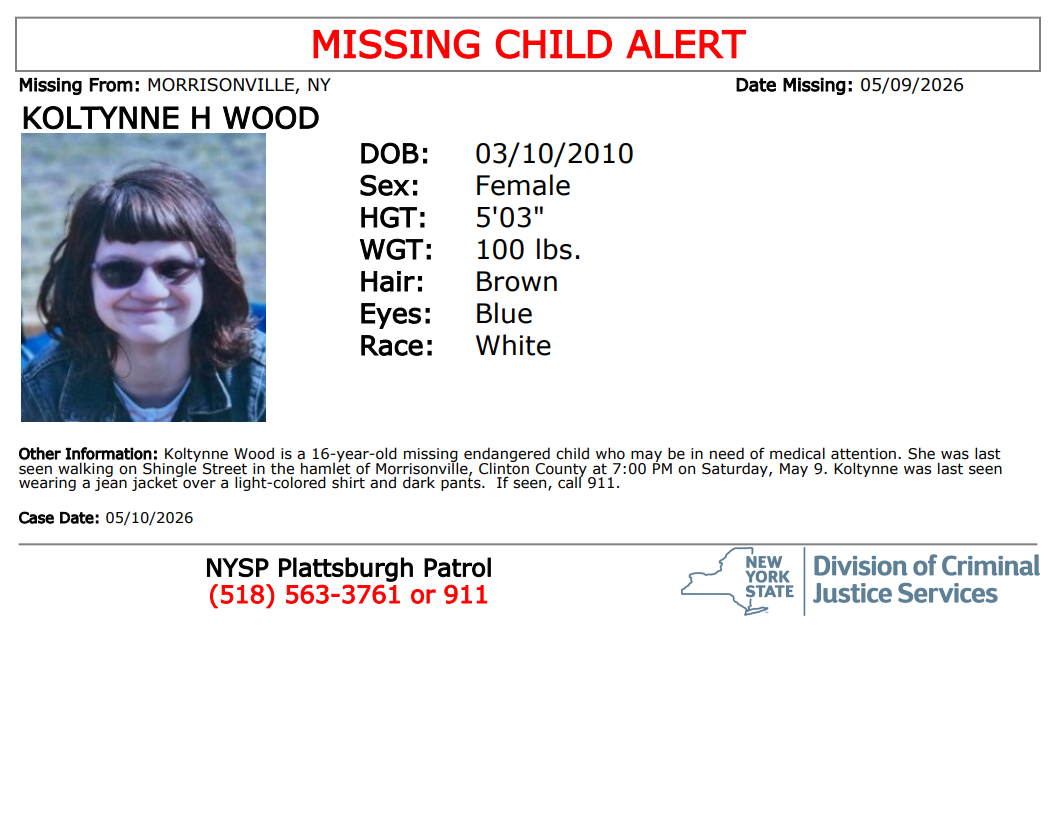 New York State Police searching for missing Morrisonville child, may ...