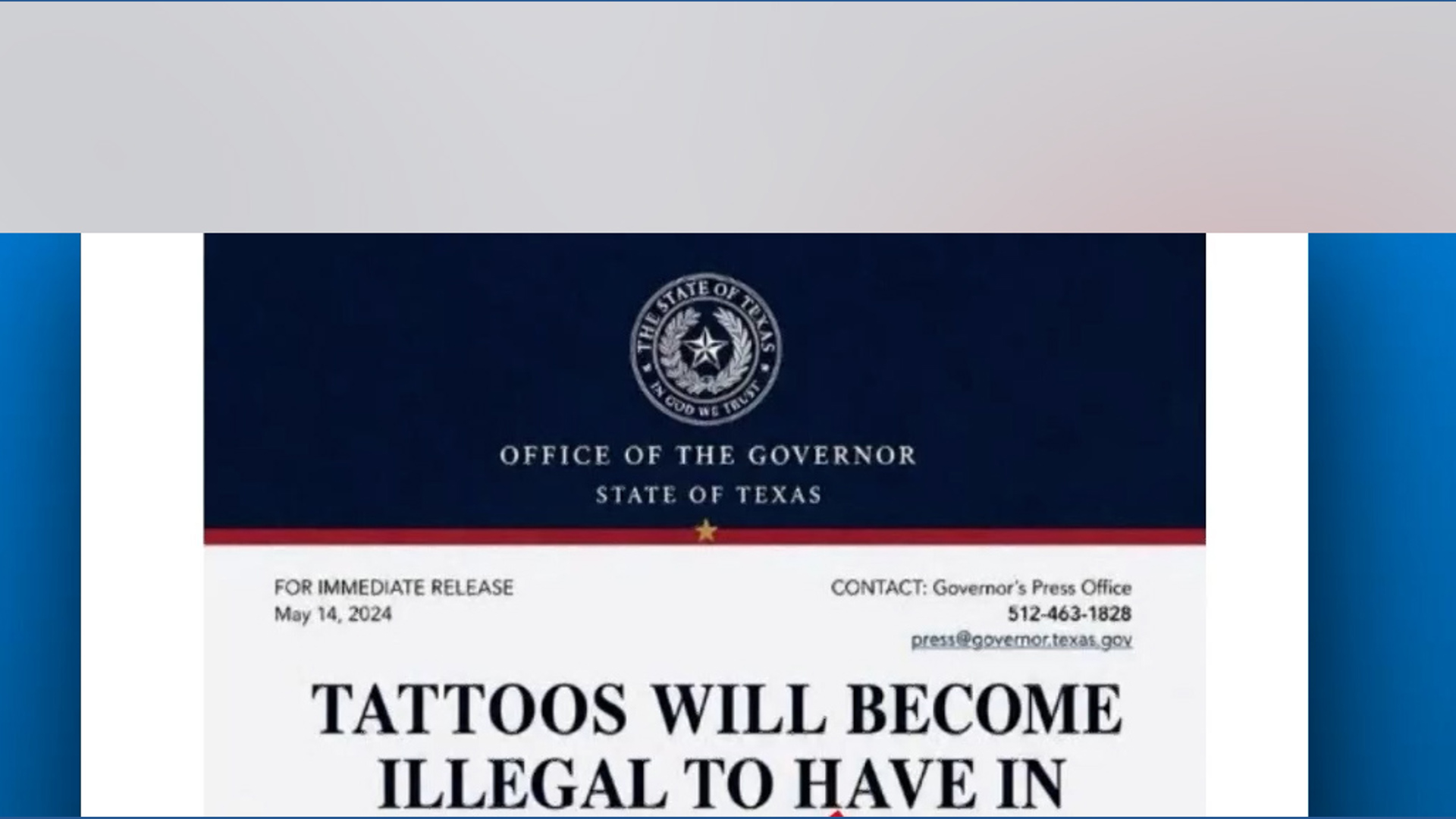 Tattoos will not be banned in Texas, after fake press release goes viral