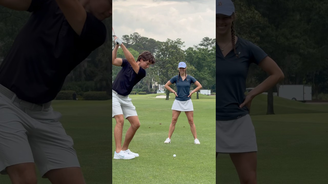 She finally let me hit a stinger through her legs! #golf #shorts
