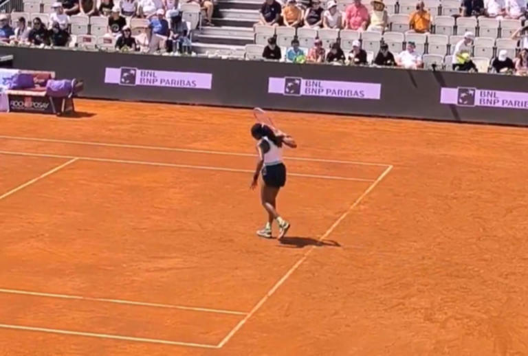Coco Gauff comments on hitting herself with her racket in the head in Rome