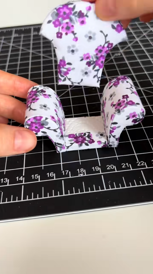 Handmade purple floral armrest sofa for DIY dollhouse miniature
